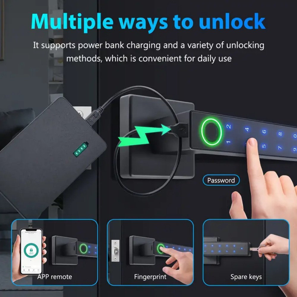 LinsCraft [Smart Door Lock] 5-In-1 Smart Fingerprint Door Lock Handle ...